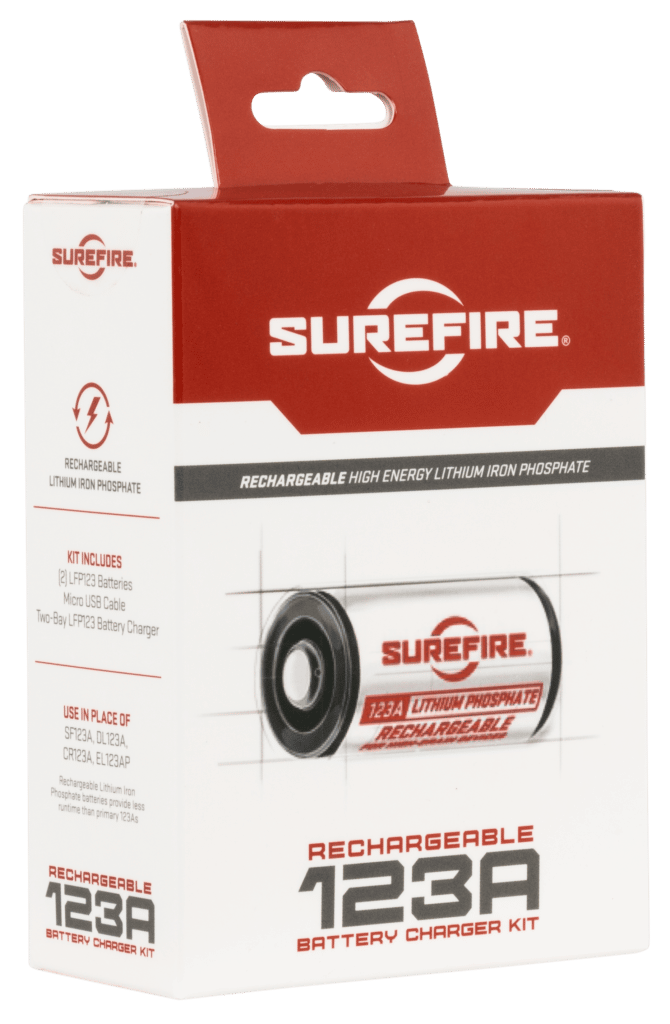 SUREFIRE 123A LITHIUM IRON PHOSPHATE RECHARGEABLE BATTERIES - 2 PACK W ...